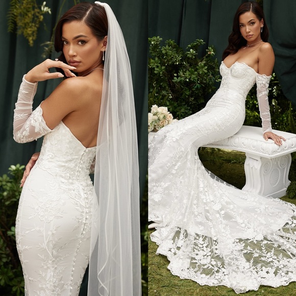 House of CB | Dresses | House Of Cb Isabelle White Lace Long Sleeve ...